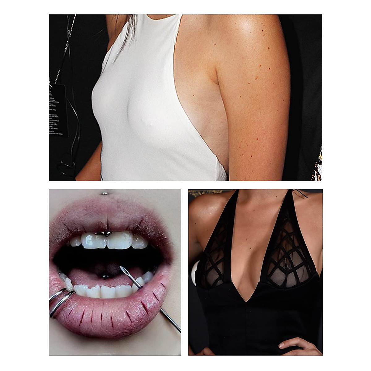 Heienngy Piercing Kit Nipple jewelry kit 14G Surgical Stainless Steel Nipple/Tongue Piercing Jewelry Set 14 Gauge Piercing Needles CZ Silver Black Nipple tongue Ring for Women men Body Piercing Kits