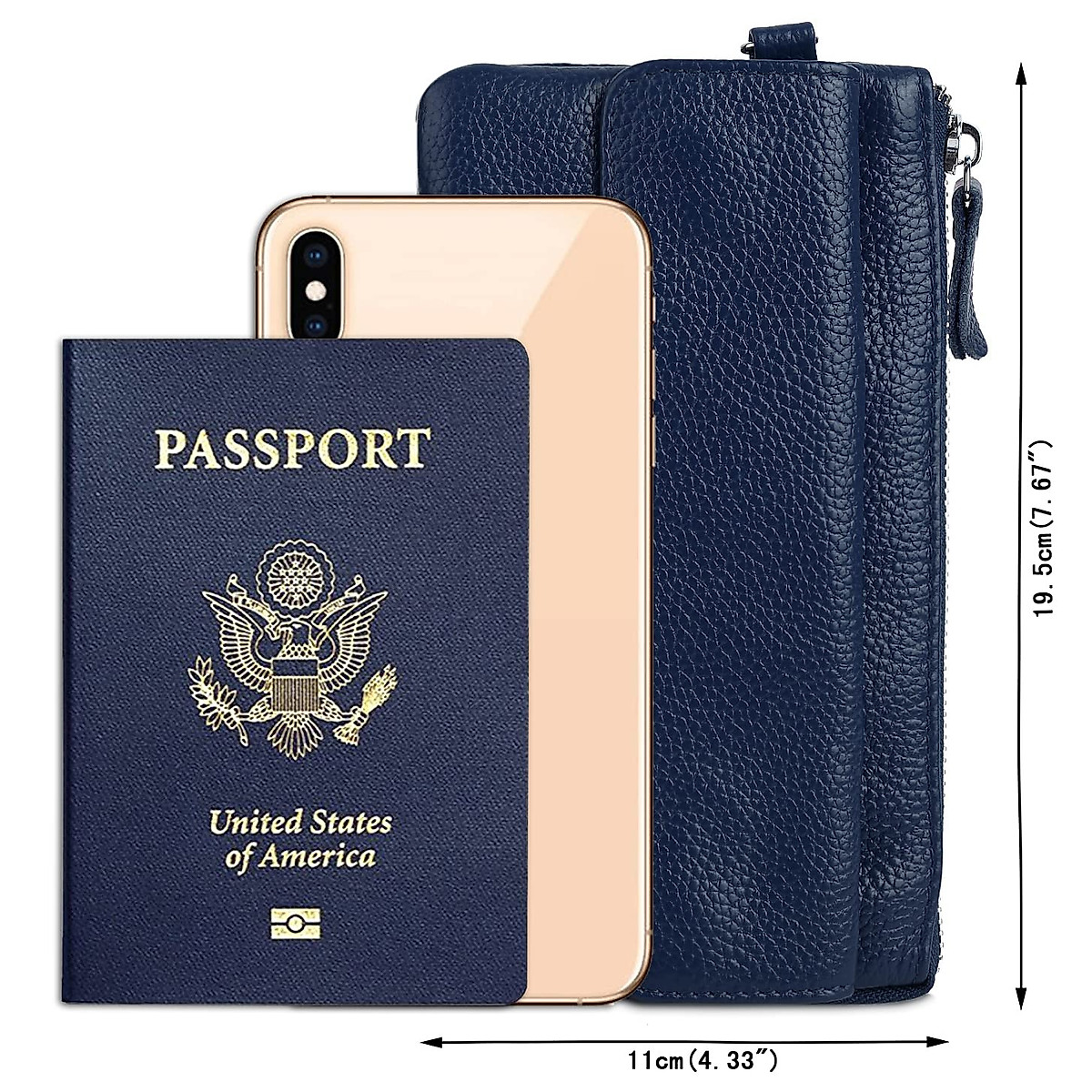 YALUXE Real Leather Wristlet Clutch Handbag Crossbody Bag Cellphone Purse RFID Blocking