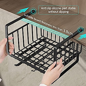Shelves Organizer Under Sink Organizer Cabinet Hooks Kitchen Shelf Basket Under Cabinet Shelf Storage Basket for Storage Shelves Bathroom Storage Kitchen Organizers(2 Colour 7.3×9.9×10.5in)(black)