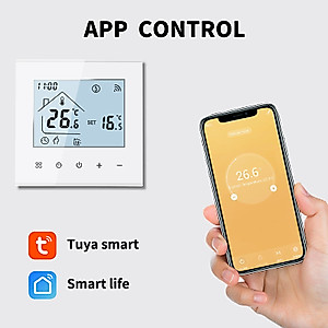 MincoHome Smart Thermostat 16A Save Energy Underfloor Heating Temperature Controller WiFi Voice App Connect Compatible Amazon Alexa, Google Assistant (White for Electric Heating)