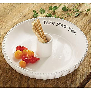 Mud Pie Take Your Pick, Toothpick Dish, 1.25" x 6" dia, White
