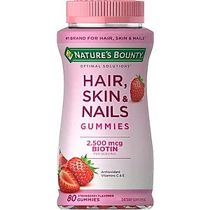 Nature's Bounty Optimal Solutions Hair, Skin and Nails Gummies, 80 ea (Pack of 2)