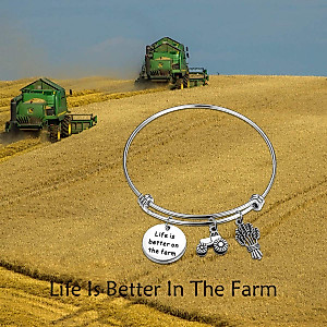 ENSIANTH Life is Better On The Farm Bracelet Farmer Gift Farm Lover Gift Crops Pendant Jewelry Ranch Gift (The Farm Bracelet)