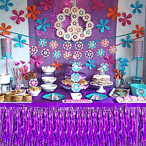 4P Purple Foil Fringe Metallic Streamers Banner Tassel Garland for Parade Floats, Bachelorette, Wedding, Birthday, Halloween, Christmas, Bridal/Baby Shower Party Decorations