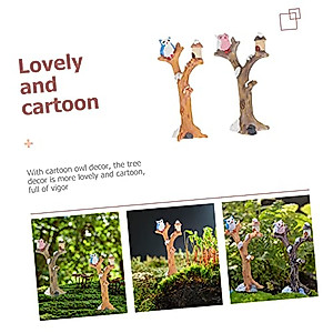 HANABASS 8 pcs Crafts Plant Simulations Bonsai Gardening Figurines Decors Doll Decoration Cartoon Tree Figurine Branch Animals Bird Pots House Decorations Ornaments Potted Mini for