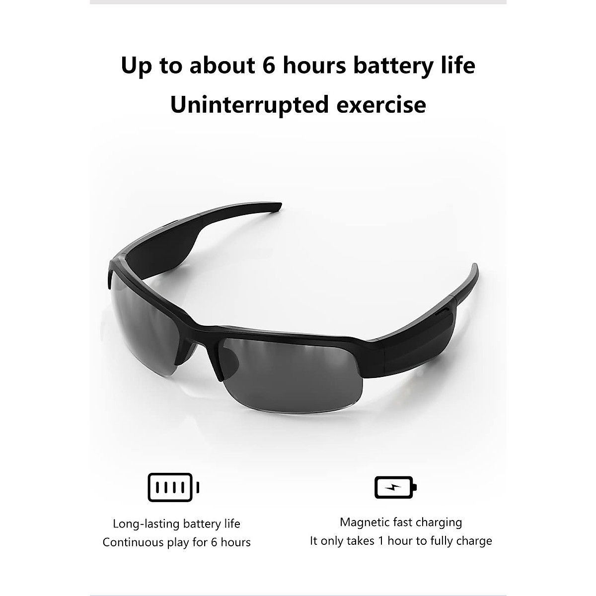 Smart Glasses: Blue Light Filtering & Polarized Sunglass Lenses - Low Latency Audio - Built-in Mic & Speakers - Touch & Voice Assistant Compatible