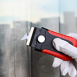 Gomake Locking Razor Blade Scraper with Safety Cap, Glass Cooktop Scraper with 10PCS Stainless Steel Blades for Glass Clean, Paint and Old Label,Decal Sticker Remover, Stove Top Scraper Tool