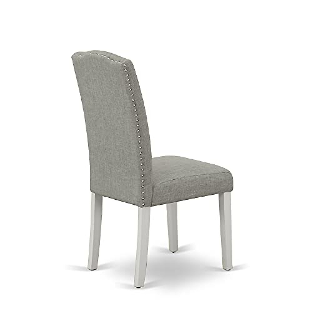 East West Furniture X027EN206-9 9-Piece Dinette Set - a Beautiful Modern Dining Table - 8 Lovely Parson Dining Chairs Nail Heads and High Back (Linen White Finish)