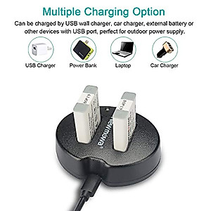 NB 13L Newmowa Dual USB Charger for Canon NB-13L and PowerShot G5X, G7X, G7 X Mark II, G9X, G9 X Mark II, G1 X Mark III, SX620 HS, SX720 HS, SX730 HS