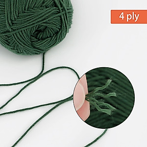 NICEEC 4 Skeins Soft Baby Cotton Yarn, 4 Ply, DIY Craft, Fingering Weight, Blanket Yarn for Crochet & Knitting, Total 700yds/7.05oz - Green