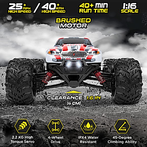 LAEGENDARY Remote Control Car, Hobby Grade RC Car 1:16 Scale Brushed Motor with Two Batteries, 4x4 Off-Road Waterproof RC Truck, Fast RC Cars for Adults, RC Cars, Remote Control Truck