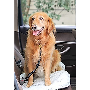 2 Pack Dog Seat Belt Adjustable Dog Car Seatbelts for Vehicle Nylon Pet Safety Seat Belt with Elastic Bungee Buffer Reflective & Durable Car Harness for Dogs