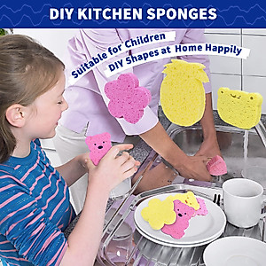CELOX 24 Pack Durable Kitchen Sponges, Natural Wood Pulp Sponges for Dishes, Absorbent Cellulose Sponges Bulk for Cleaning Kitchen, Bathroom, DIY for Kids, 4.3" x 2.6" x 0.5"