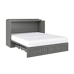 AFI Southampton Murphy Bed Chest with Charging Station, Queen, Grey