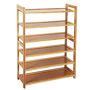 New 6 Tier Natural Wood Bamboo Shelf Entryway Storage Shoe Rack Home Furniture