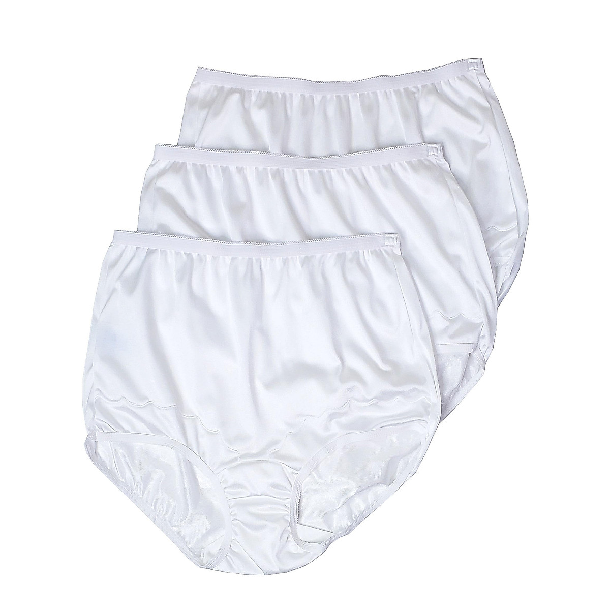 Dixie Belle 719 Scallop Trim High Waist Full Coverage Panty (3 Pack) (8, White)