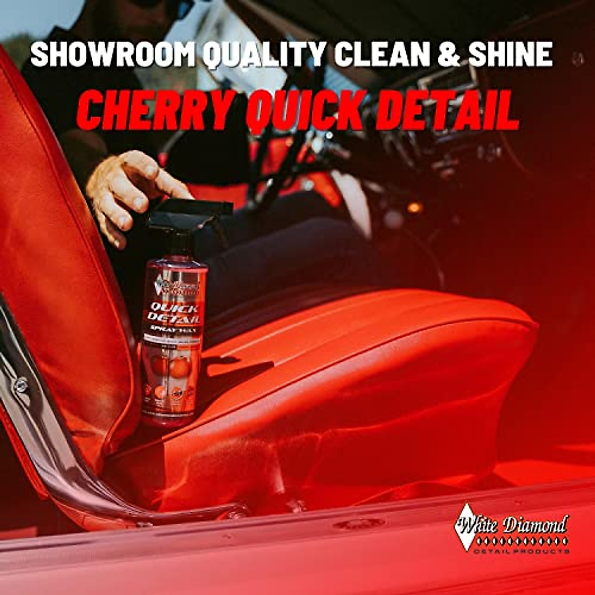 Schultz Laboratories White Diamond Cherry Scented Quick Detail Spray, 16 oz All Purpose Spray Cleaner, Safe for Interior & Exterior Use