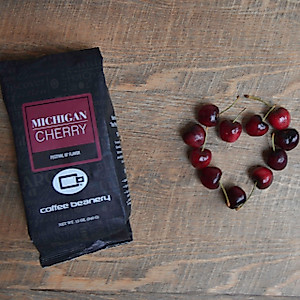 Michigan Cherry by Coffee Beanery | 12oz Flavored Whole Bean Coffee Medium Roast Coffee | 100% Specialty Arabica Coffee Whole Bean | Gourmet Coffee Whole Beans
