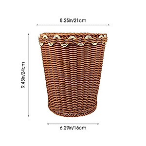 Zerodeko Seagrass Wastebasket Rattan Trash Can Woven Waste Basket Garbage Bin Water Hyacinth Flower Pot Dried Flower Bucket Laundry Storage Basket for Bedroom Bathroom Office Planter