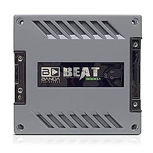 1-Channel Vehicle Audio Amplifier - 3000 Watts High-Powered Mono Bass Amplifier w/Subsonic Filter and Low Pass Filter Stable at 1 ohm, LED Indicators, Sound Specialization - BANDA BEAT3001