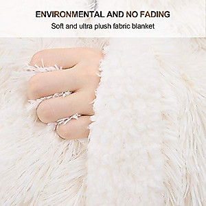 Softlife Super Soft Fluffy Faux Fur Throw Blanket 50" x 60" Reversible Plush Warm Sherpa Blankets for Couch Sofa Bed Throws Home Decorative, Cream