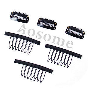 70 Pcs Wig Accessories Set 60Pcs Hair Extensions Wig Clips 7-Teeth Wig Combs with Cloth 6-Teeth U-Shape Metal Snap Clips 5 Curved Needles 5 T-Pins