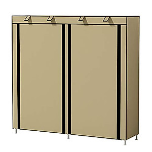 UDEAR Shoe Rack Portable 7 Tier Free Standing Shoe Organizer with Dustproof Cover Beige