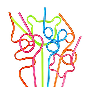 DECORA 36 Pieces Crazy Loop Straws Reusable Plastic Straws Drinking for Summer Party, Birthday, Wedding, Baby Shower