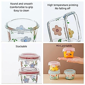 2 Pack 4 OZ Mini Glass Food Storage Containers Portable Small Food Jars with Airtight Locking Lid,Leakproof Reuseable Small Container for Food Portion,Dipping Sauce,Snack,Nut,Yogurt,Freezer Microwave Safe (pink)