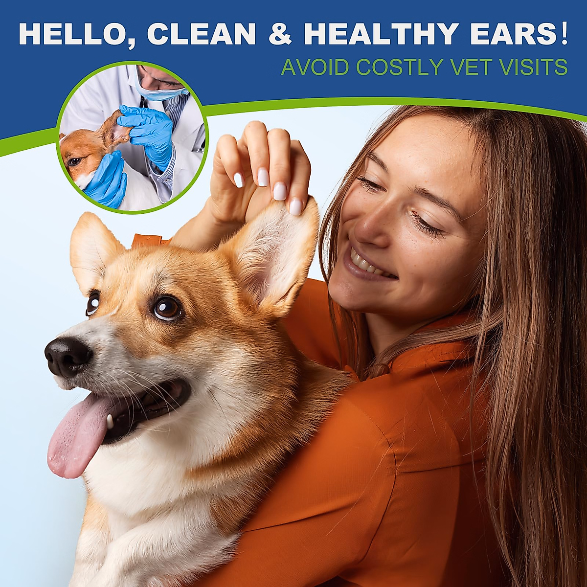 BALORIZ Dog Ear Cleaner Wipes, Dog Ear Wipes Finger for Dogs & Cats, Gently Remove Ear Wax, Sooths & Deodorize, Relieve Ear Itching, Pet Supplies Easy to Use Fresh Coconut Scent, 60 Count