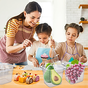 Oungy 8 Pack Clear Plastic Food Pans Plastic Clear Food Pan with Capacity Indicator 1/6 Size 6 Inch Deep Restaurant Commercial Hotel Pans for Fruits Vegetables Corns Beans