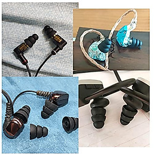 TORMEN Triple Flange Replacement Ear Tips Sleeves, Conical Silicone  Earbuds Noise Eartips Compatible for Inside Diameter 4mm-5mm in-Ear Earphones [S/M/L 3 Size] (6 Pairs, Black)