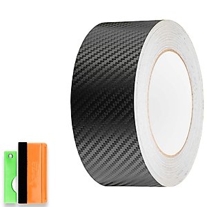 Free Tool Kit 3D Carbon Fiber Black Vinyl Wrap Kit for Black Out Chrome Delete Window Trim Door Trim 2Inch x 25Feet