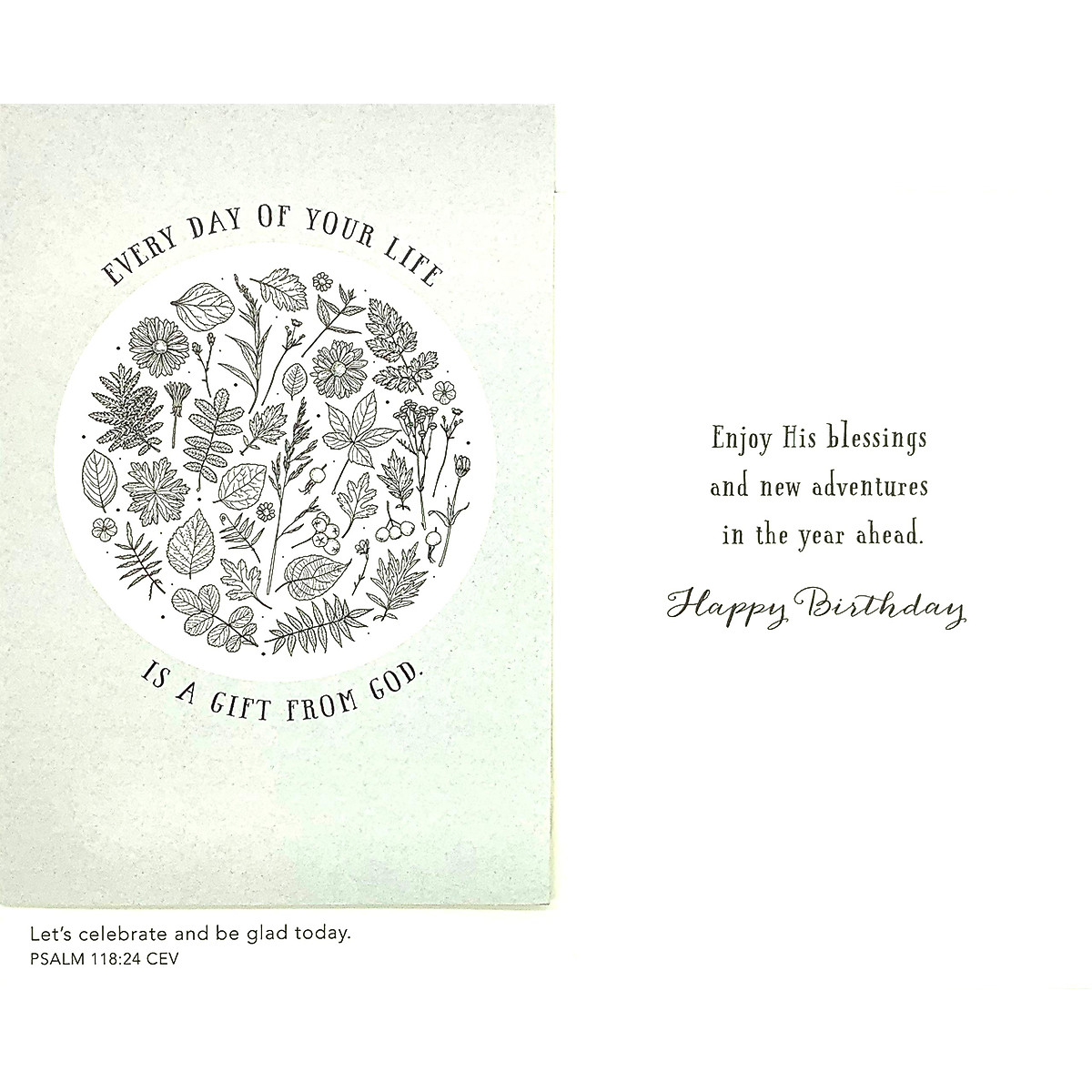 DaySpring - Black & White Birthday Botanicals - 4 Design Assortment with Scripture - 12 Boxed Cards & Envelopes (J0384)