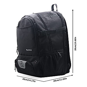 ZOEA Large Basketball Bag - Backpack for Basketball, Soccer & Volleyball Football Gym Includes Shoe & Ball & Laptop Compartment (Black)