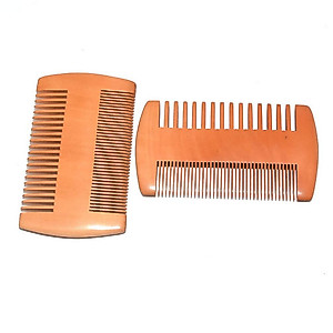 2 Pcs Natural Wood Beard Comb with Fine & Coarse Teeth Pocket Comb for Men Hair Beard Mustaches Grooming