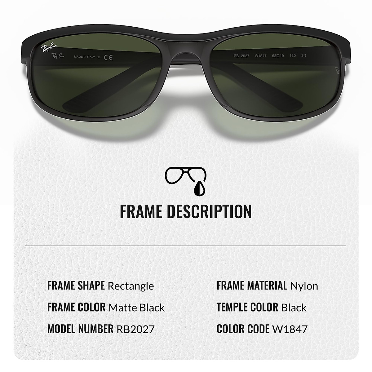 Ray-Ban RB2027 PREDATOR 2 Rectangle Sunglasses With Eyewear Kit Bundle - High Bridge Fit - Ideal Formal and Casual Wear Retro Sunglasses