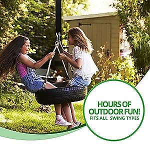 Easy Hang Tree Swing Straps- Holds 2200lbs. - Heavy Duty Carabiner and Spinner - Perfect for Tire and Saucer Swings, Waterproof - Easy Picture Instructions - Carry Bag Included! (8 Feet Double)