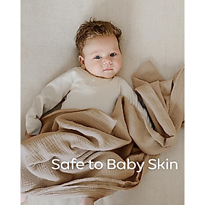 Mom Beebi Muslin Swaddle Blankets, 100% Muslin Cotton Swaddle Blanket for Unisex, 4 Pack Skin-Friendly and Breathable Baby Blankets, 47 x 47 inches - Autumnal Warmth