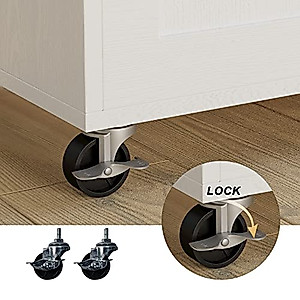 IRONCK Kitchen Island with Storage, Rolling Kitchen Island on Wheels with Drop Leaf, 3 Open Spice Rack Shelf, Door Cabinet, Drawer, Kitchen Cart Island Table for Kitchen, White