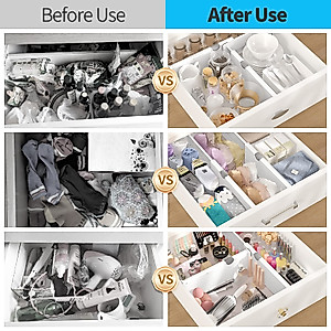 ACDRIME Drawer Dividers Organizer 5 Pack, Expandable Drawer Divider with 8 Inserts, Kitchen Drawer Organizer, for Bedroom, Kitchen & Office Organizer and Storage - Expandable from 11-17", 4" High