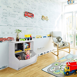 CAPHAUS Kids' Toy Storage Organizer, Open Storage Cubby, Multifunctional Book and Toy Storage Cabinet, Book and Toy Storage Shelf for Nursery, Playroom, Closet, Home Organization Toy Bookcase