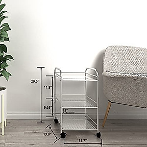 3-Shelf Small Shelving Units on Wheels Stainless Steel Kitchen Cart Pots Stand - Bathroom Garage Storage Shelves 16 Inches Wide