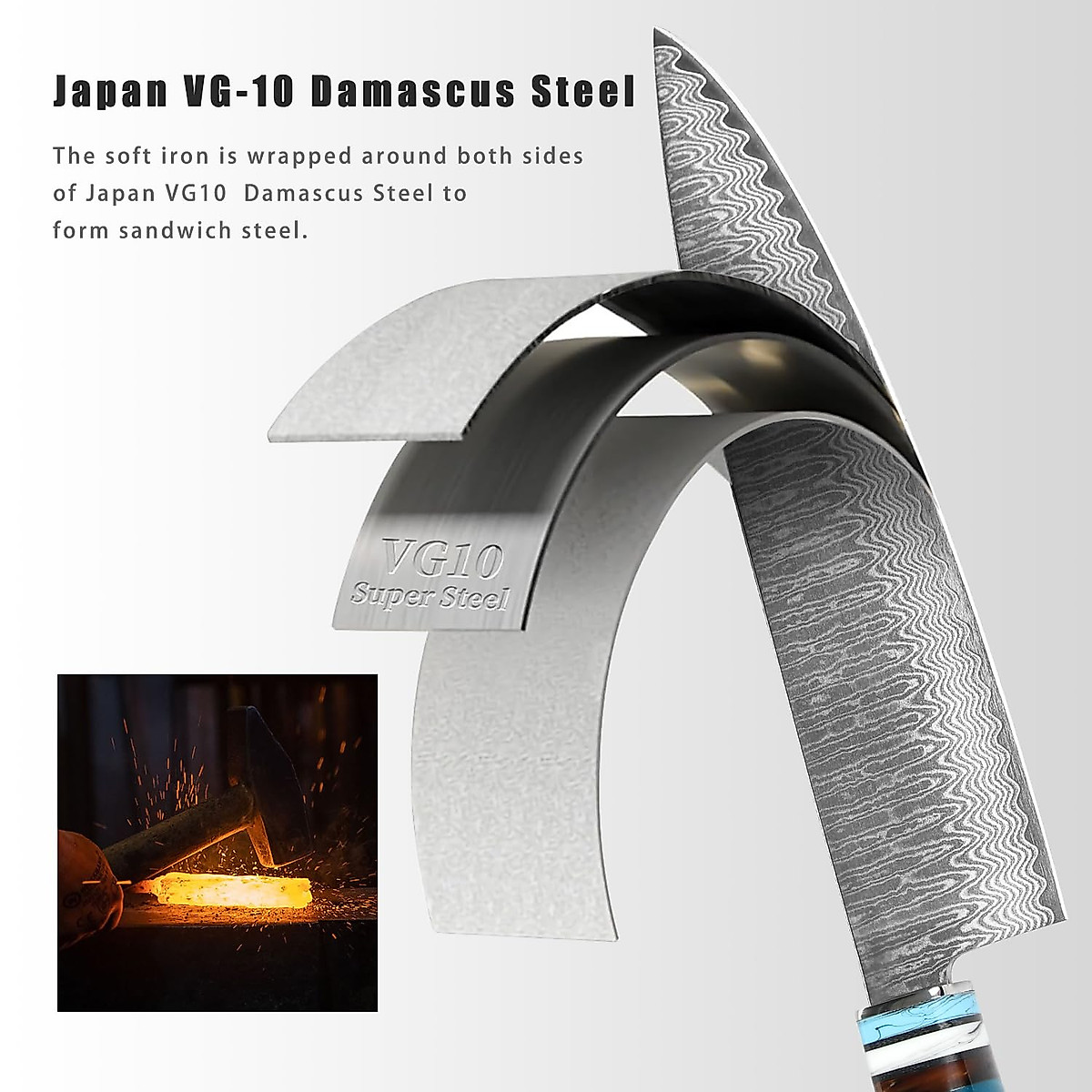 Chef Knife, Professional Japanese VG10 Damascus Steel Kitchen Chefs Knife 8 Inch, Razor Sharp Professional Meat Cutting Knife with Gift Box for Family, Restaurant