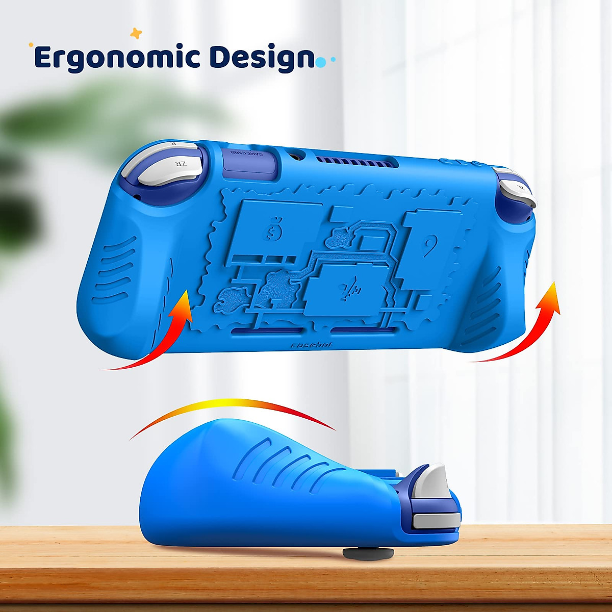 Fintie Case for Nintendo Switch Lite 2019 w/3 Game Card Slots - Soft Silicone [Shock Proof] [Anti-Slip] Protective Cover w/Ergonomic Grip Comfortable Grip Case for Switch Lite Console, Blue