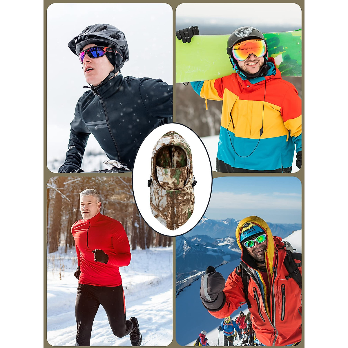 3 Pieces Camo Balaclava Face Mask Hunting Face Mask Balaclava Hats for Outdoor Sports (Marble Style, X-Large)