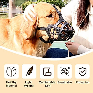 Dog Muzzle for Large Dogs, Dog Muzzles for Biting, Breathable Adjustable Basket Muzzle Comfortable for German Shepherd, Australian Shepherd, Golden Retriever, Labrador Retrieve-XL