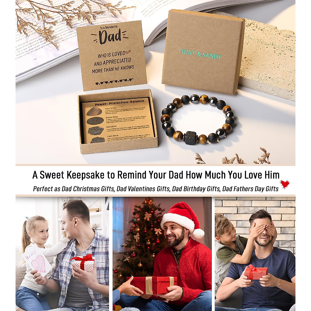 TONY & SANDY Dad Gifts, Dad Gifts for Birthday Christmas, Best Ever Dad to My Dad Bracelet Men Presents Stocking Stuffers Daddy Who Wants Nothing from Wife Son