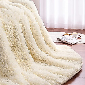 joybest Faux Fur Weighted Blanket Oeko-Tex Standard 100 Certified Sherpa Fleece 10 Pounds 50x60 Inches Throw Size Heavy Weighted Blanket with Premium Glass Beads, Light Beige