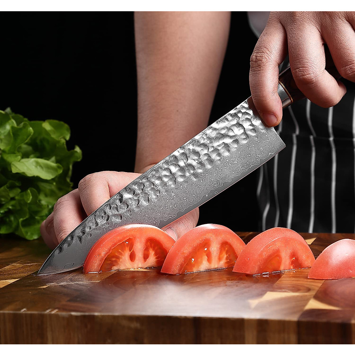 Kimfeng Damascus Chef Knife Handmade 67-Layer Folding Kitchen Knives 8 Inch Professional Chef Knives Japanese VG10 Core Stainless Steel Forging Corrosion Resistance